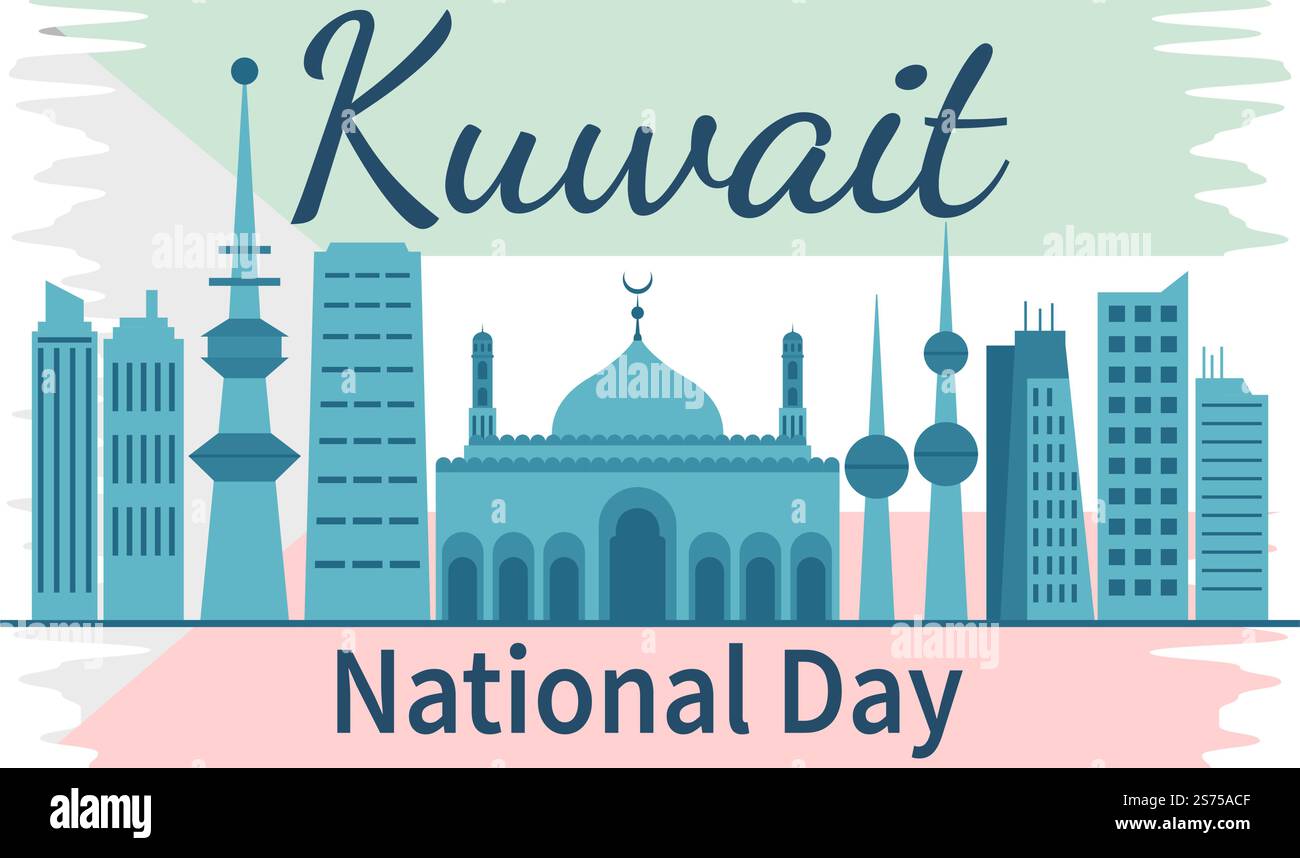 National Kuwait Day on February 25th with Waving Flag and Independence ...