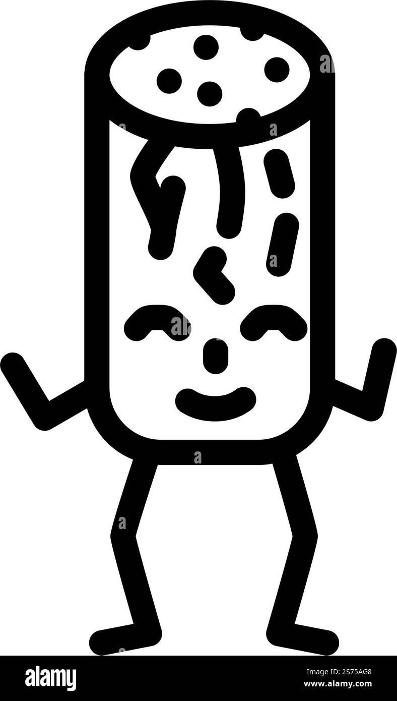 pepperoni meat character line icon vector. pepperoni meat character ...