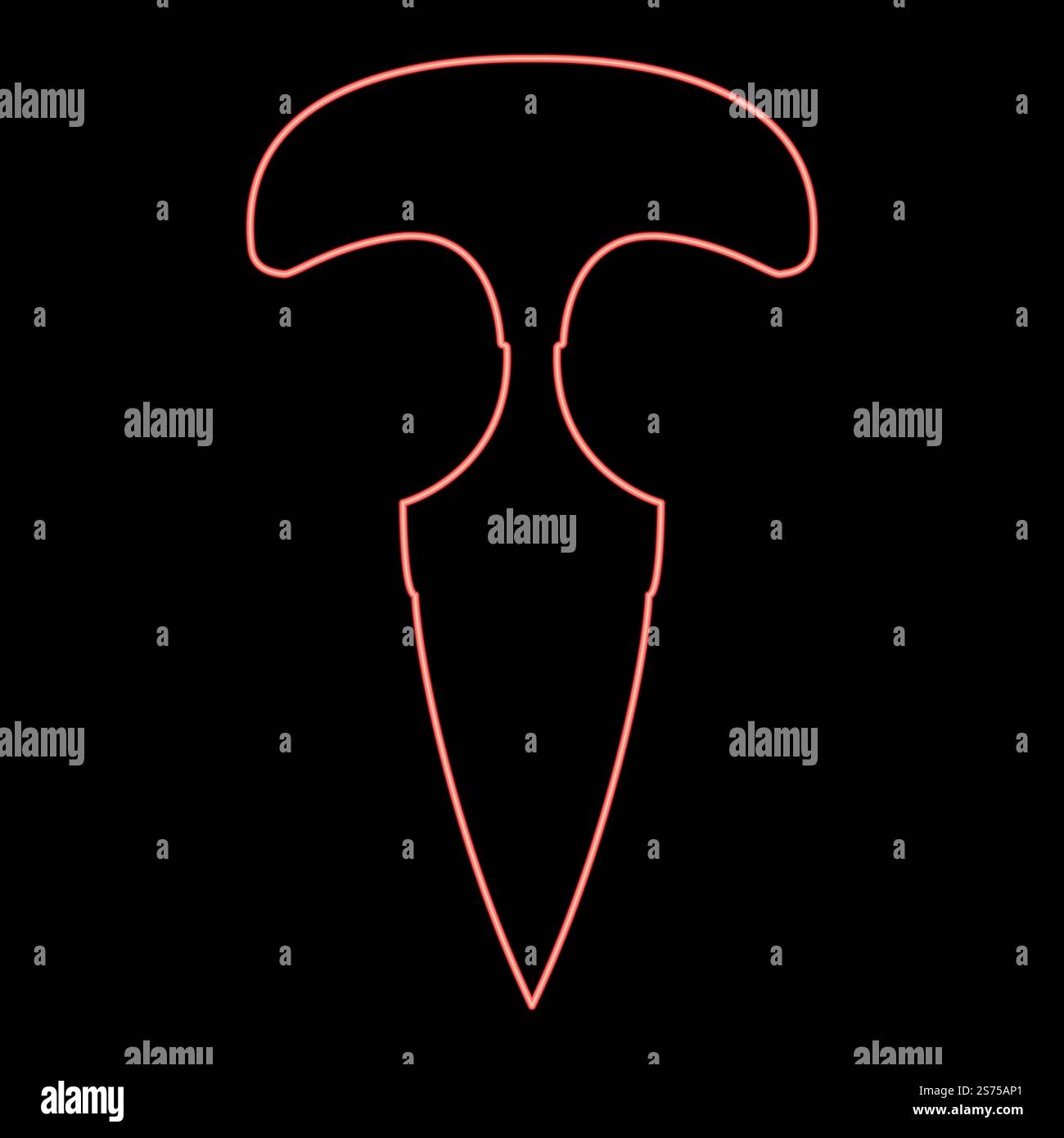 Neon knuckles knife red color vector illustration image flat style ...