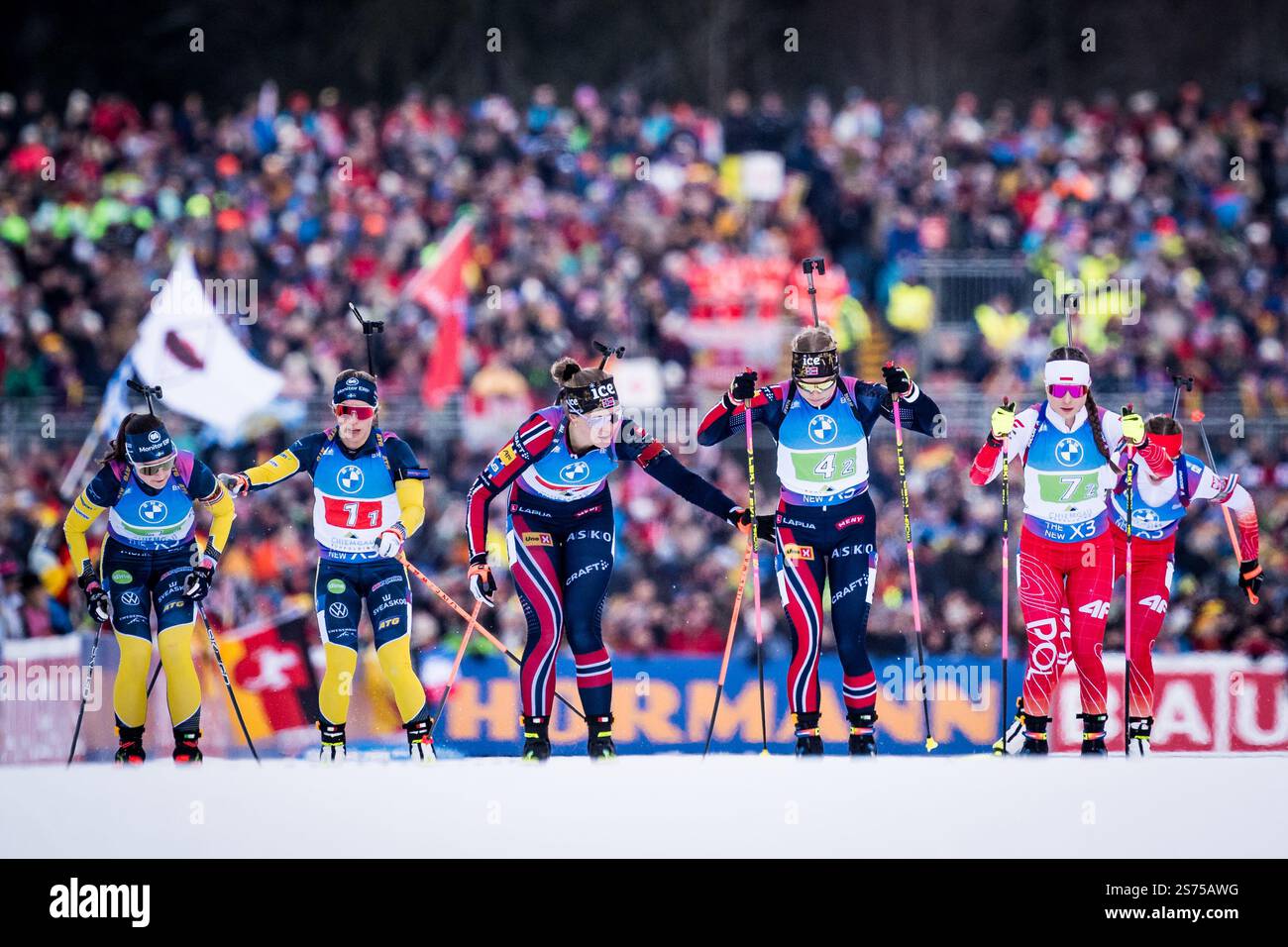 (L-R) Ella Halvarsson and Anna Magnusson of Sweden, Karoline Offigstad ...