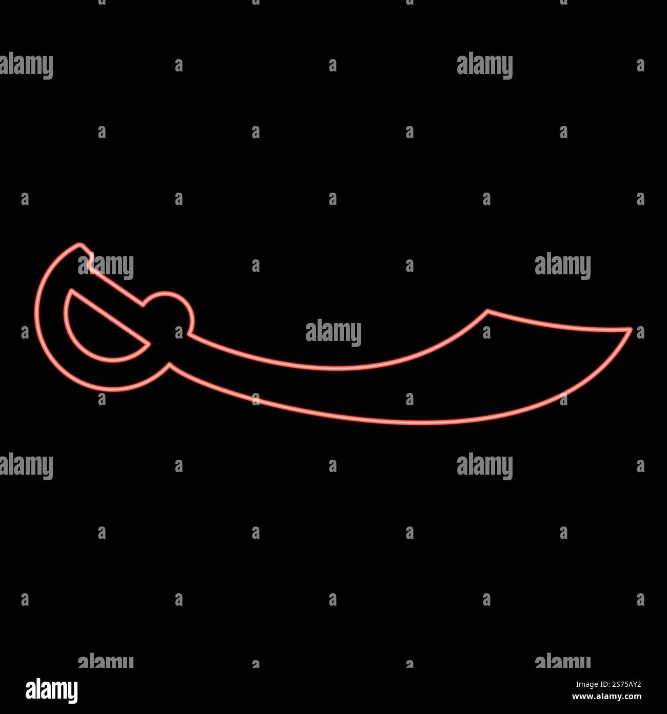 Neon pirate saber Cutlass red color vector illustration image flat ...