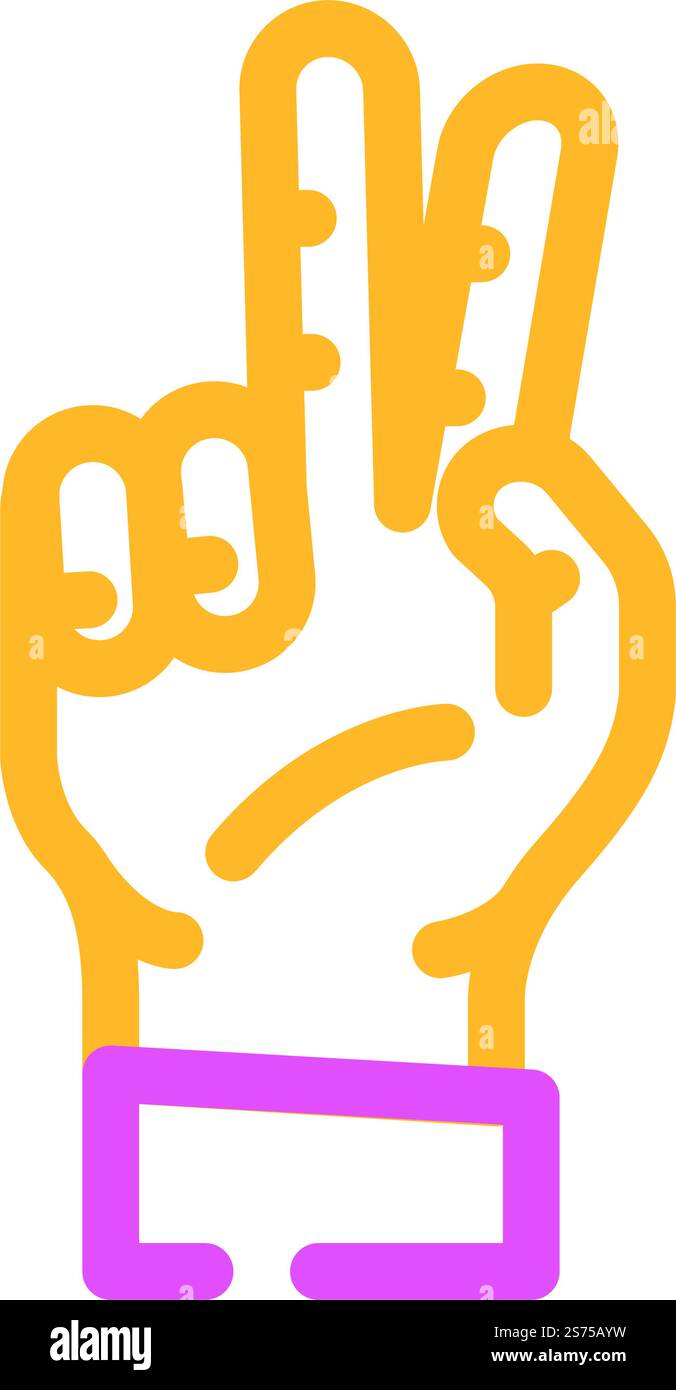 two number hand gesture color icon vector. two number hand gesture sign ...