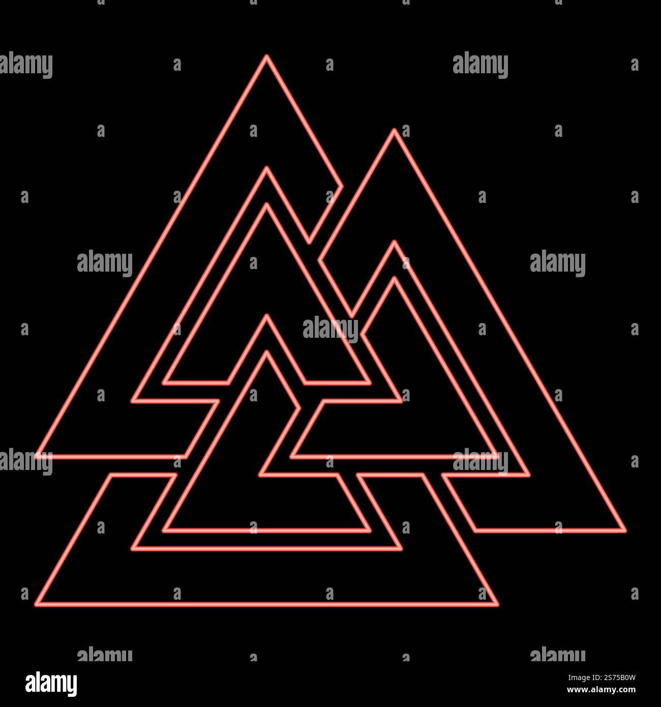 Neon valknut sign symblol red color vector illustration image flat ...