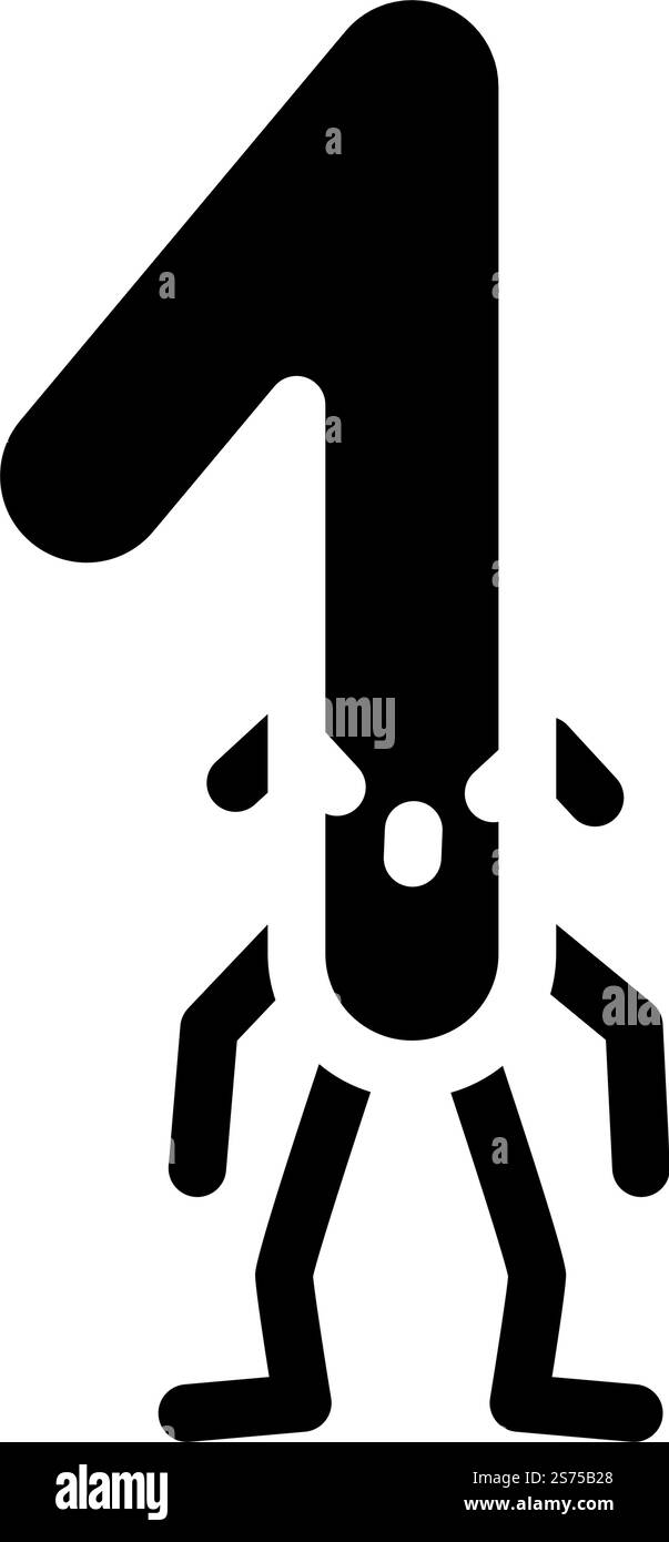 one number character glyph icon vector. one number character sign ...