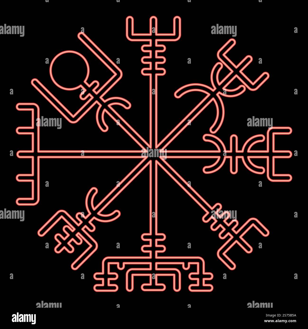 Neon vegvisir runic compass galdrastav Navigation compass symbol red ...