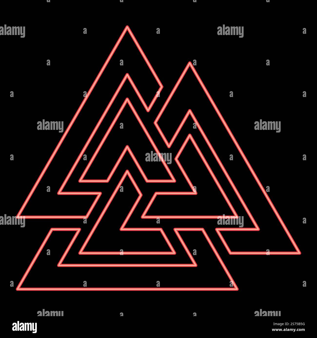 Neon valknut symbol red color vector illustration image flat style ...