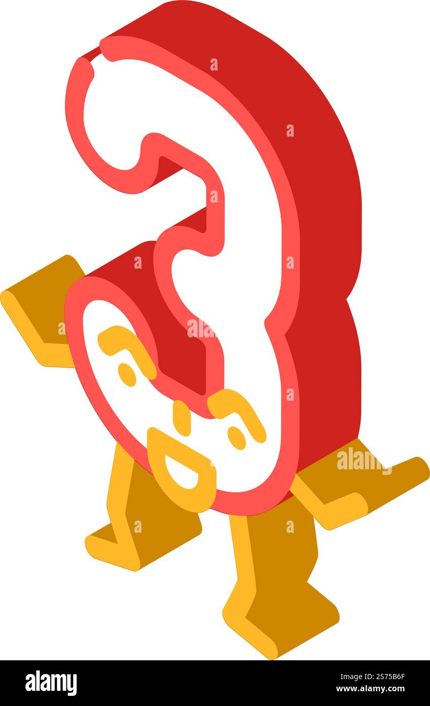 three number character isometric icon vector. three number character ...
