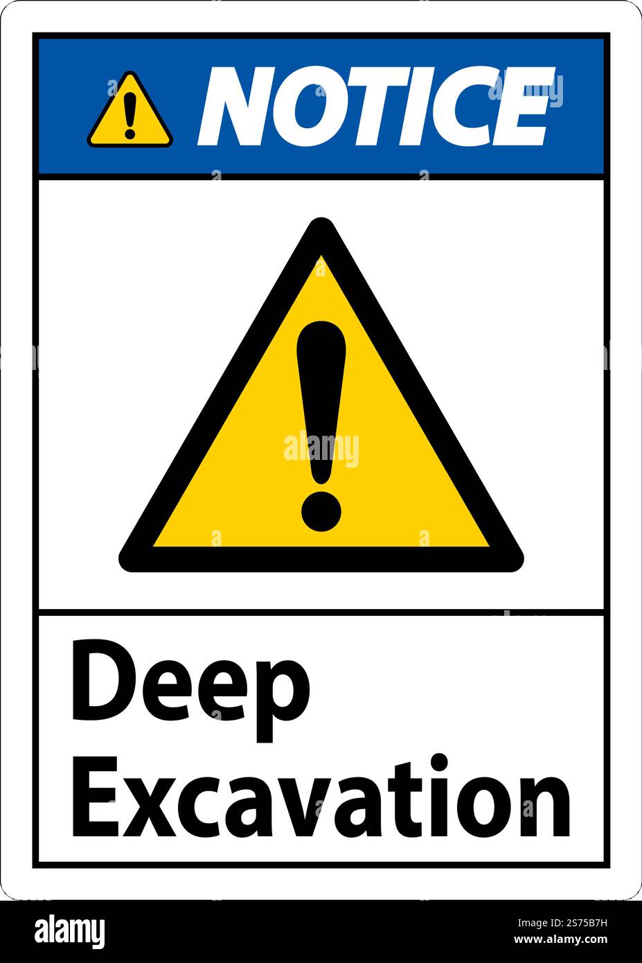 Deep Excavation Notice Sign On White Background Stock Vector Image ...