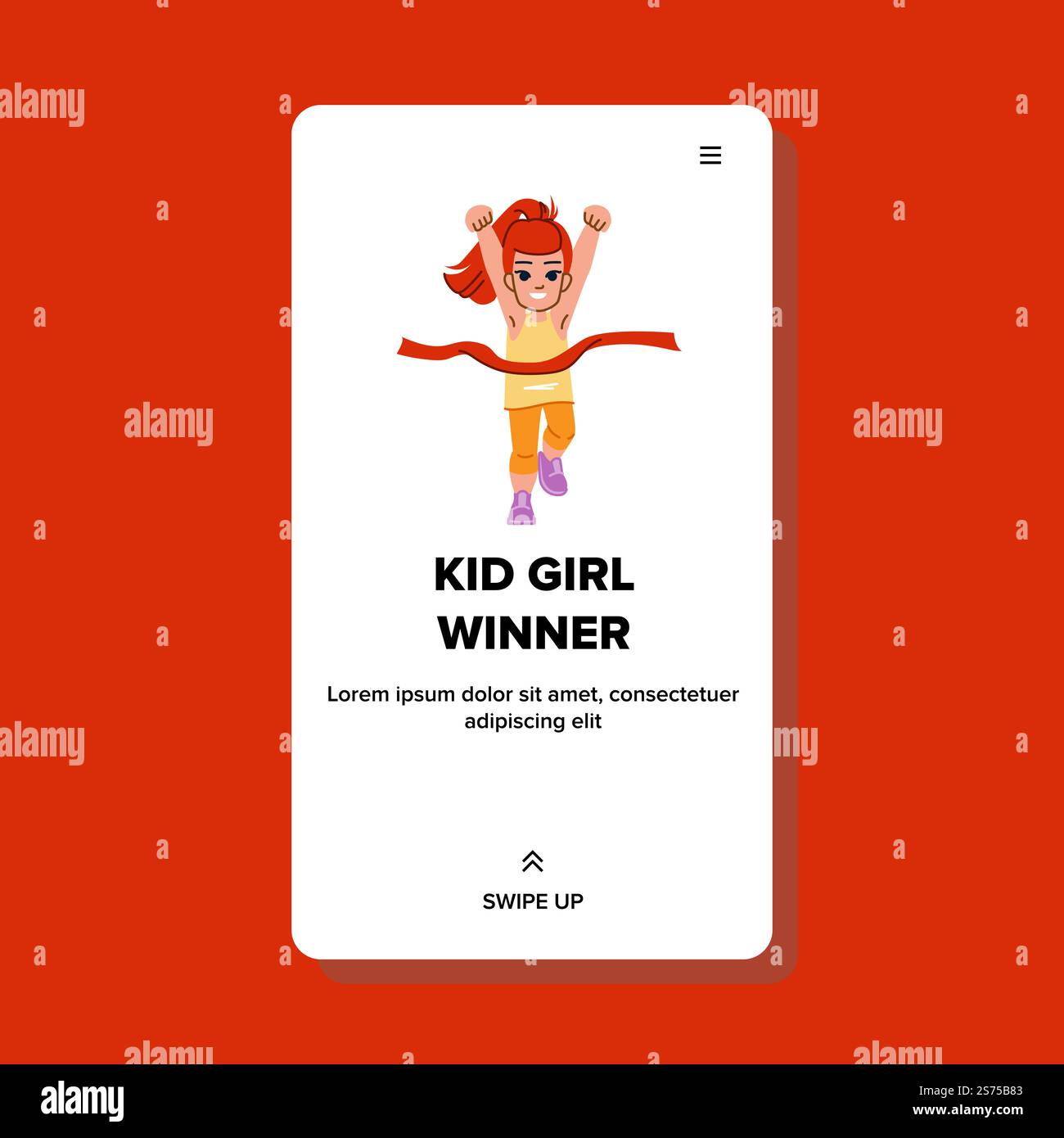 kid girl winner vector. fun child, happy success, dream female ...