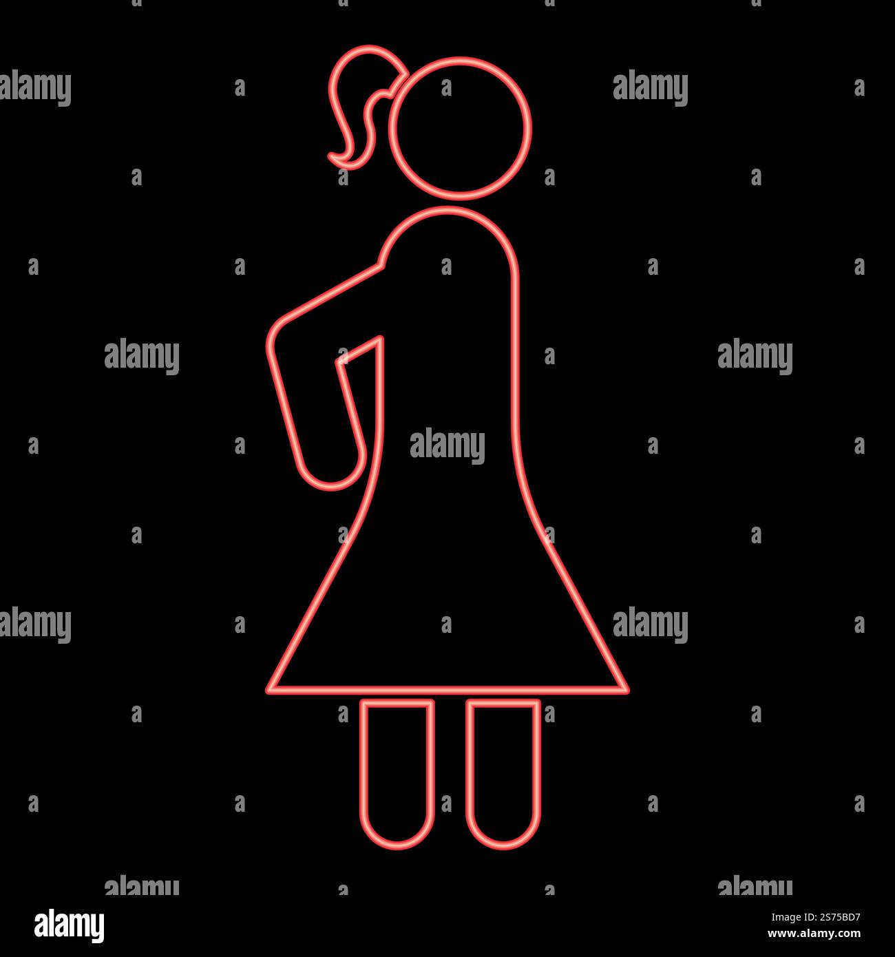 Neon woman stick red color vector illustration image flat style light ...