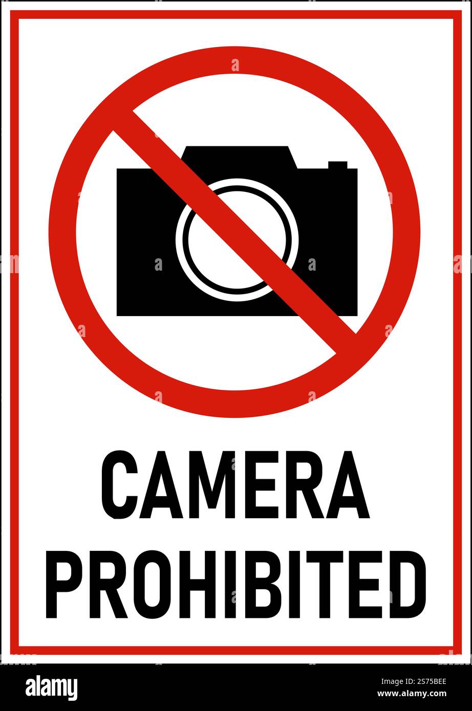 Camera Prohibited Sign On White Background Stock Vector Image & Art - Alamy