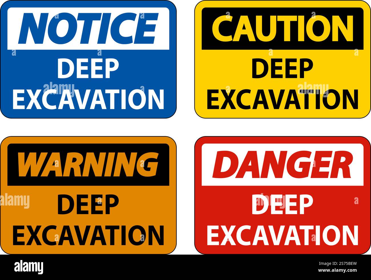 Deep Excavation Danger Sign On White Background Stock Vector Image ...