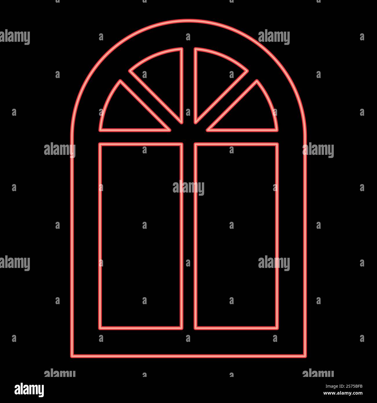 Neon window frame semi-round at the top Arch window red color vector ... Neon window frame semi-round at the top Arch window red color vector ...
