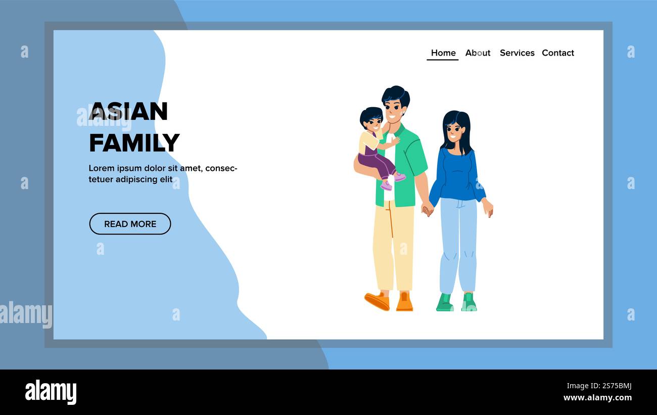 asian family vector. lifestyle happiness, happy fun, child young ...