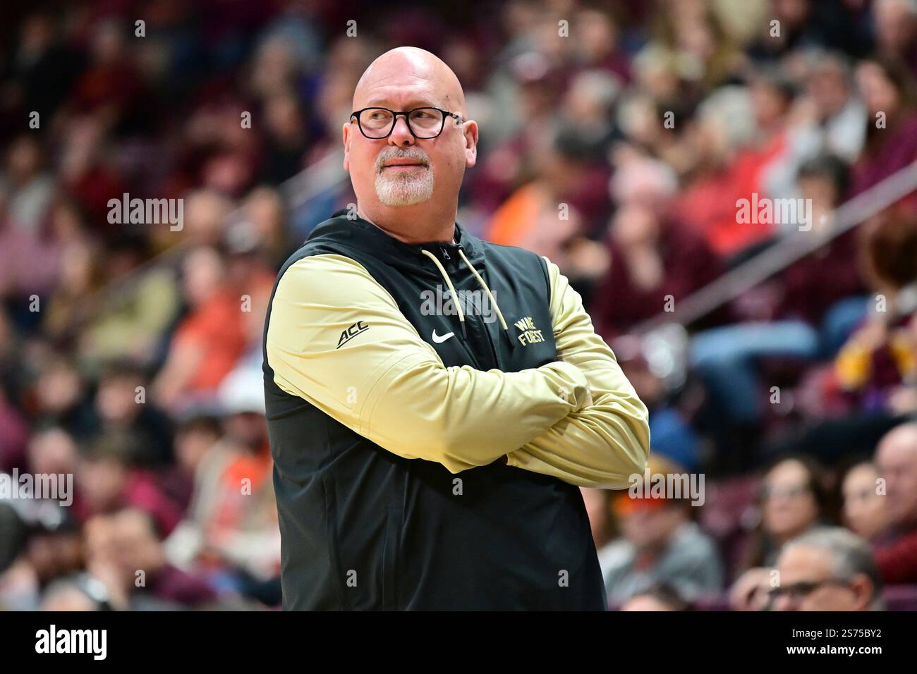 BLACKSBURG, VA - JANUARY 18: Wake Forest Demon Deacons head coach Steve ...