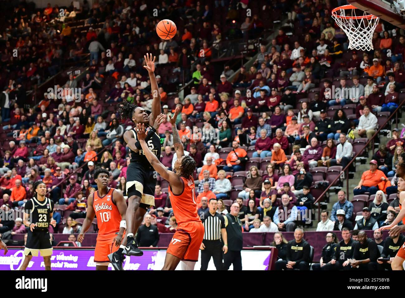 BLACKSBURG, VA - JANUARY 18: Wake Forest Demon Deacons forward Tre'Von ...