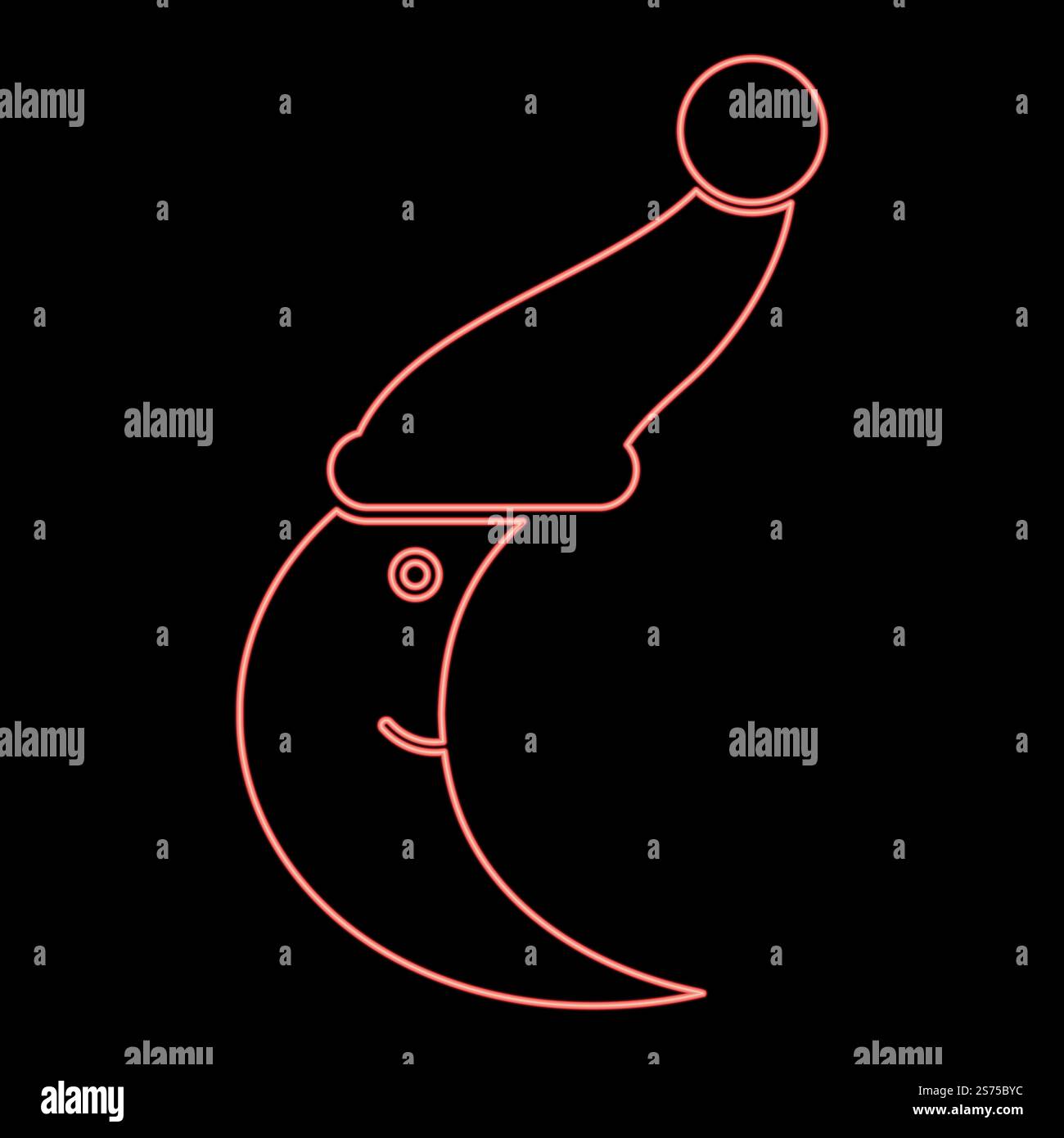 Neon smiling moon with nightcap red color vector illustration image ...