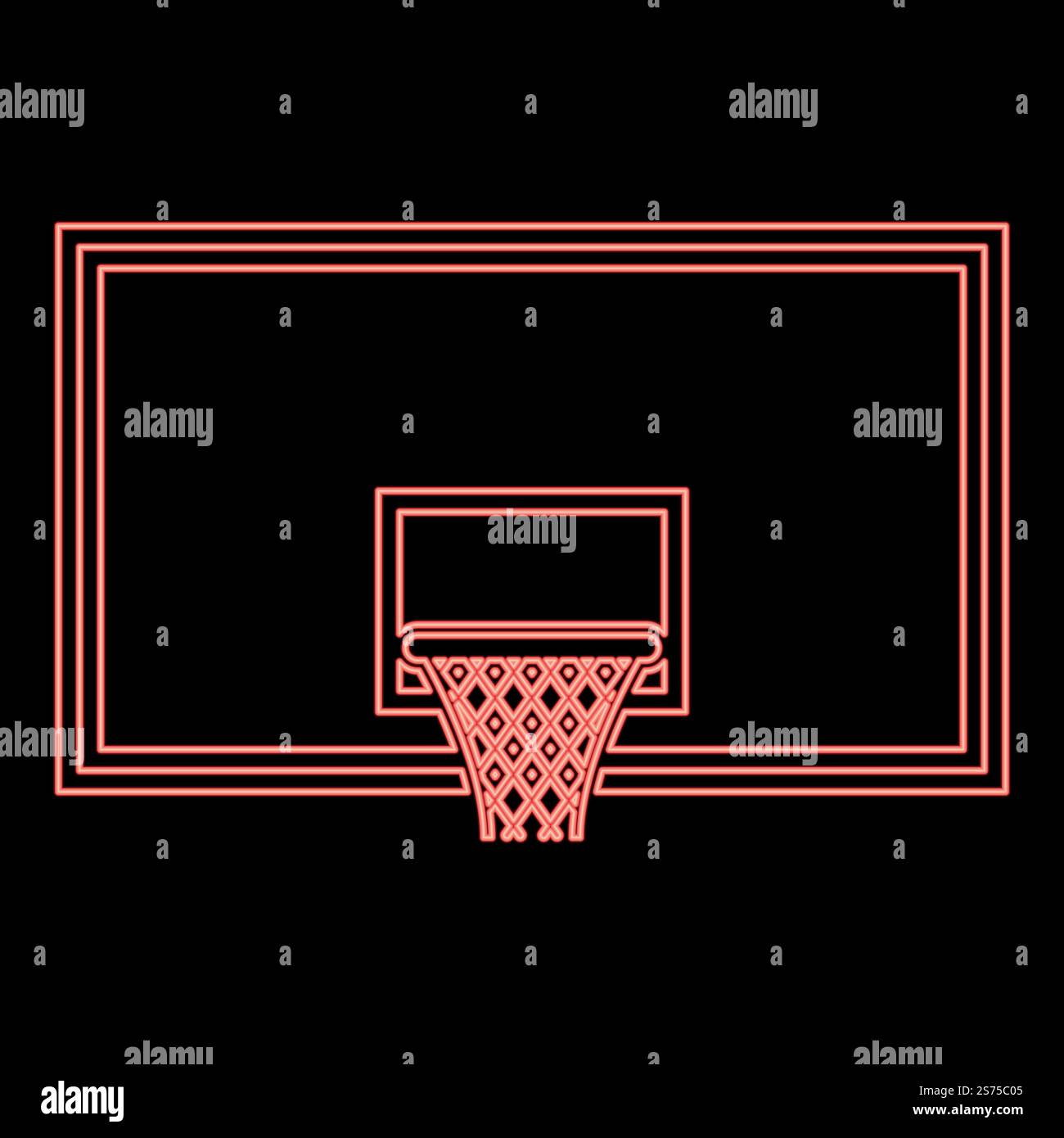 Neon basketball backboard Basketball hoop on backboard red color vector ...