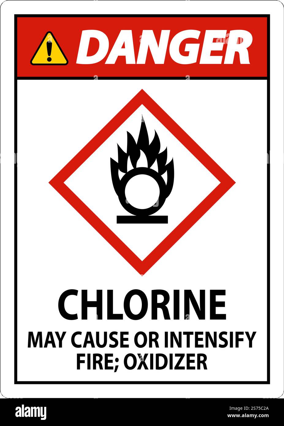 Danger Chlorine May Cause Or Intensify Fire GHS Sign Stock Vector Image ...