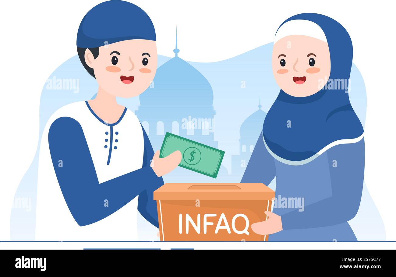 Muslim People Giving Alms, Zakat or Infaq Donation to a Person Who Need ...