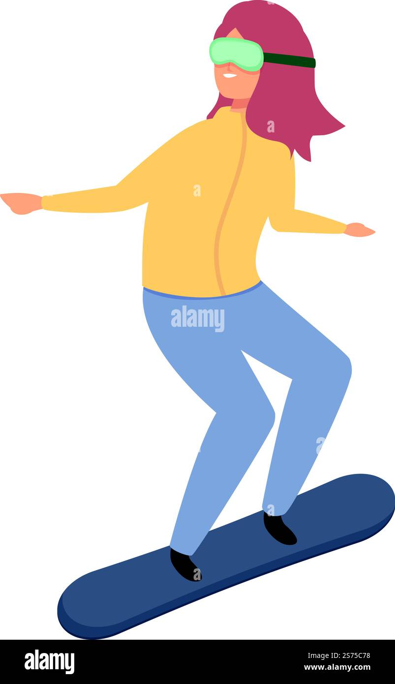 Girl snowboarding icon cartoon vector. Woman activity. Sport school ...