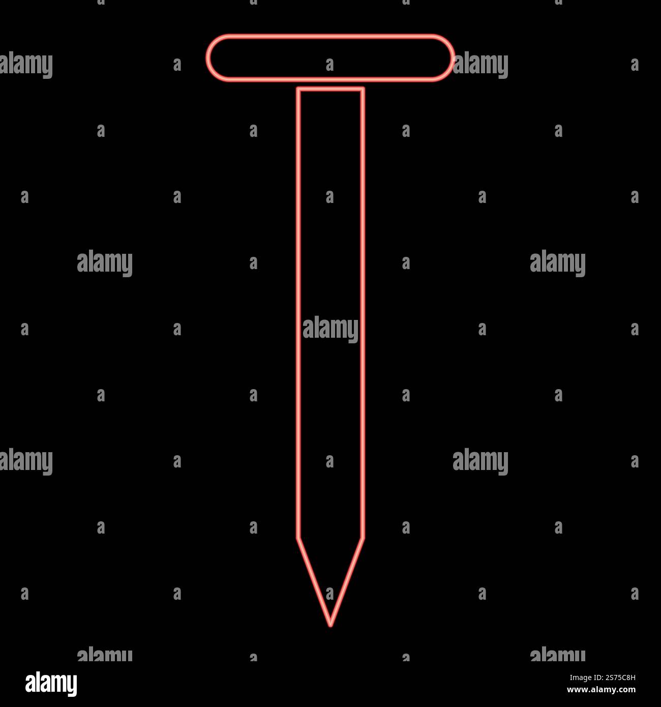 Neon iron nail red color vector illustration image flat style light ...
