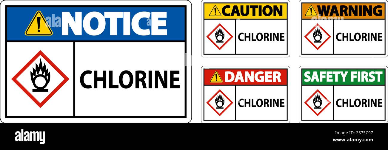 Danger Chlorine Oxidizer GHS Sign On White Background Stock Vector ...