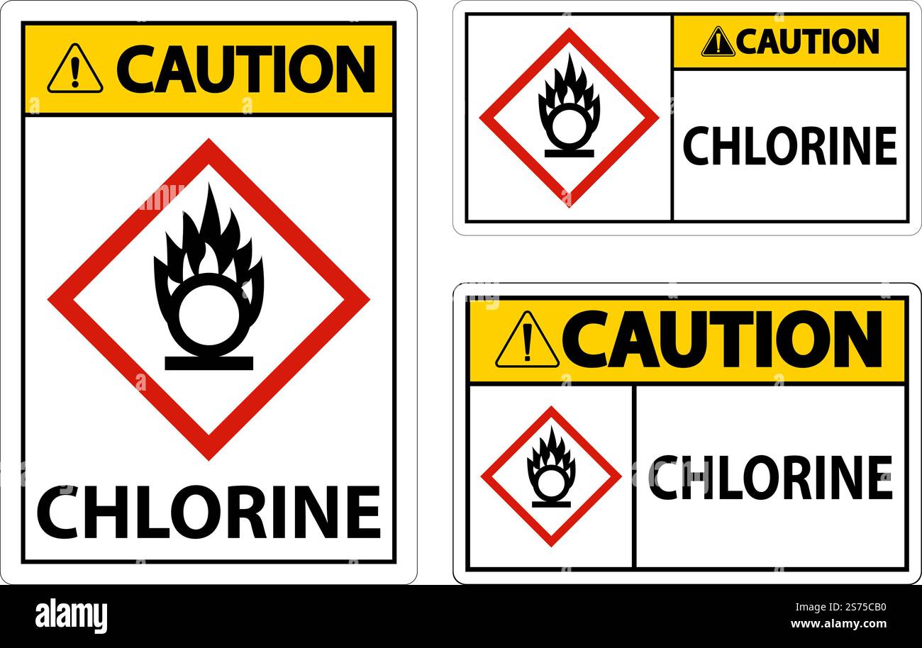 Caution Chlorine Oxidizer GHS Sign On White Background Stock Vector ...