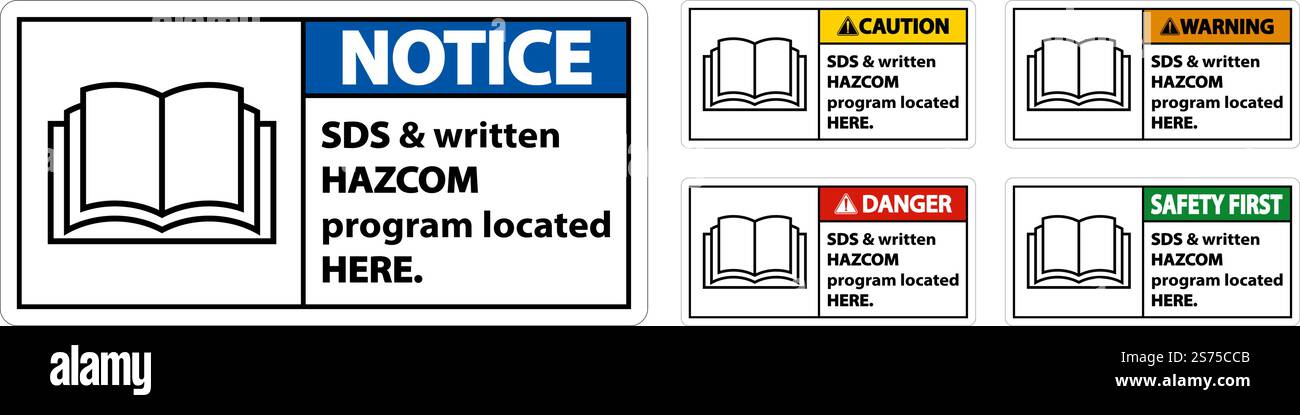 SDS and HazCom Located Here Sign On White Background Stock Vector Image ...