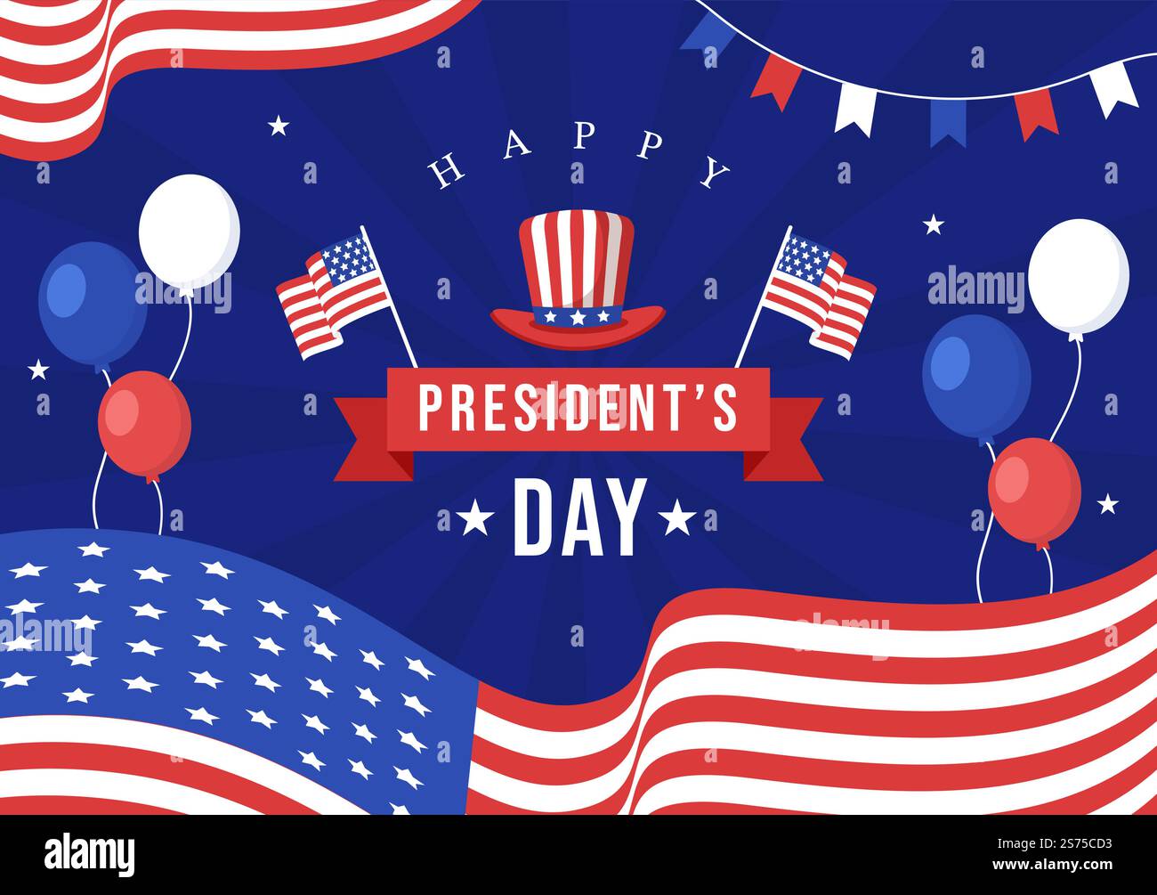 Happy Presidents Day with Stars and USA Flag for the President of ...