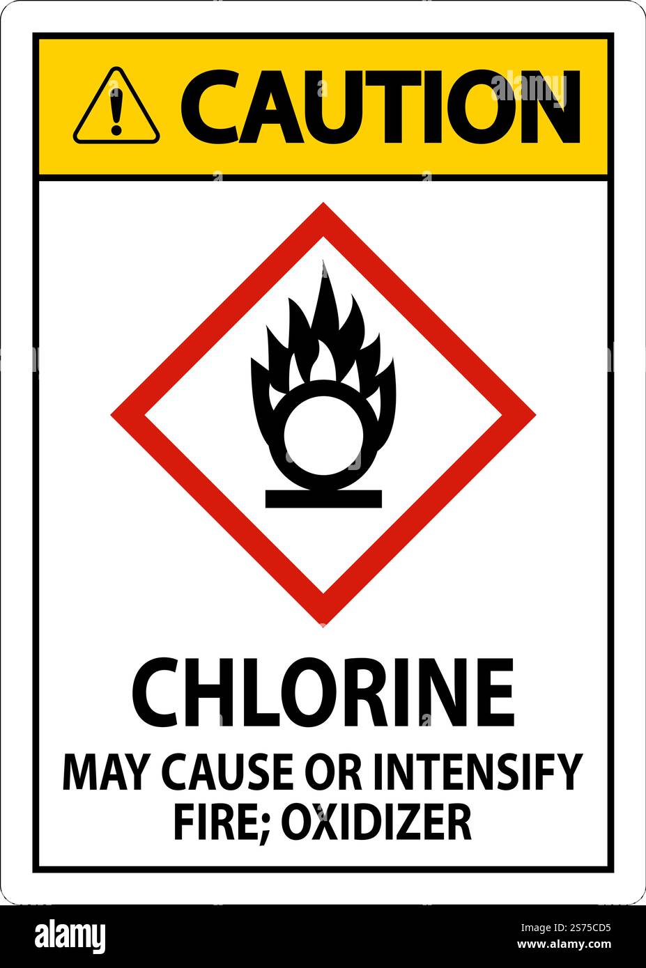 Caution Chlorine May Cause Or Intensify Fire GHS Sign Stock Vector ...