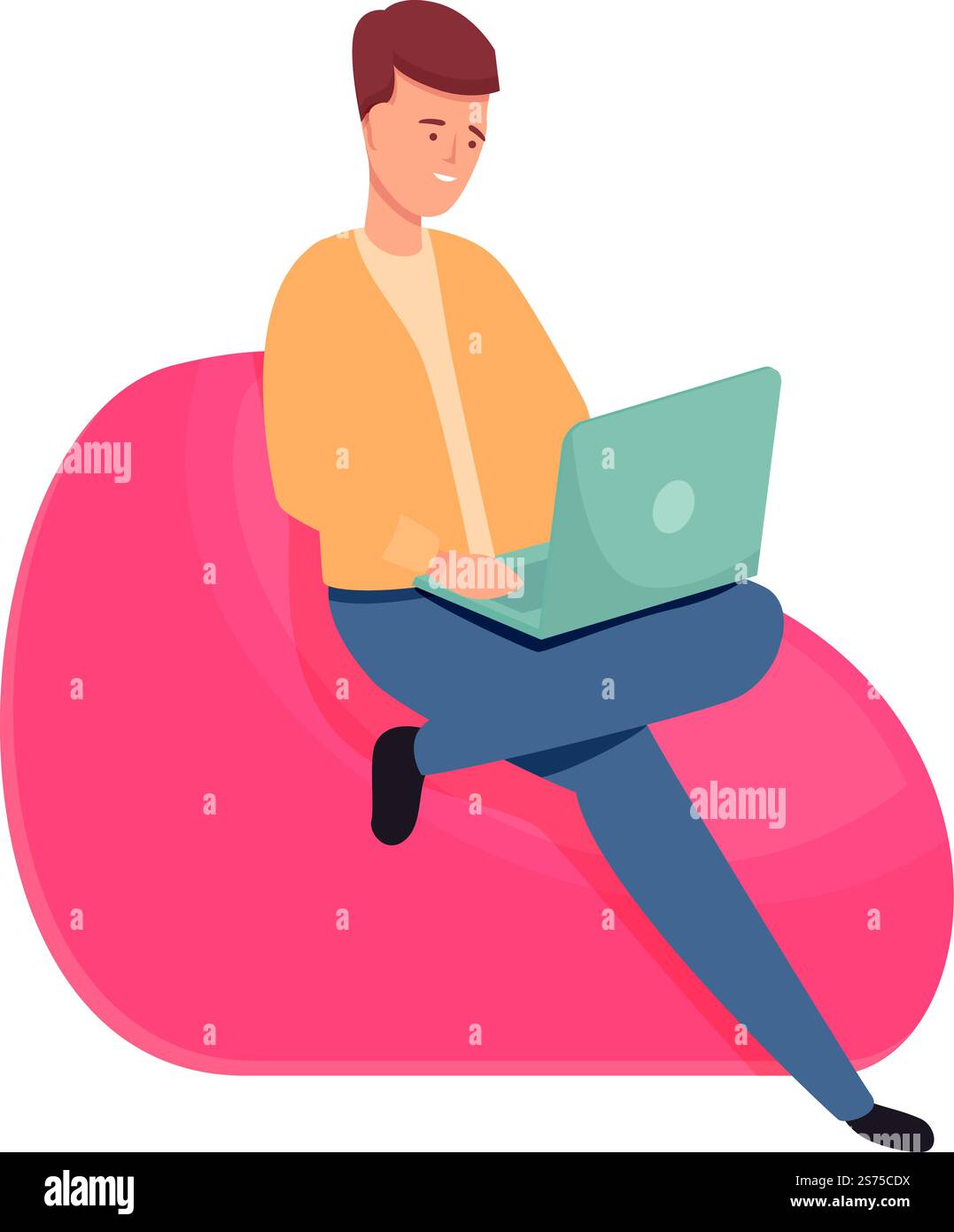 Relax working icon cartoon vector. Online work. Smart social. Relax ...