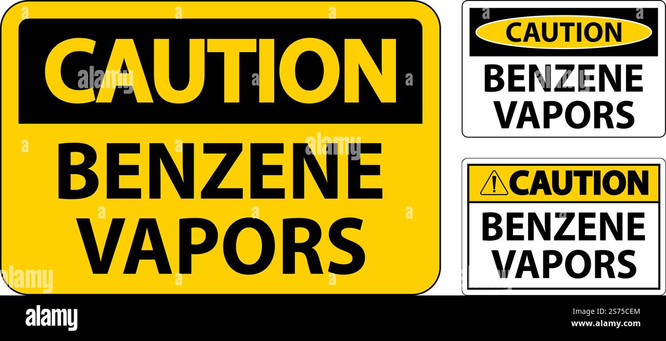 Caution Benzene Vapors Sign On White Background Stock Vector Image ...