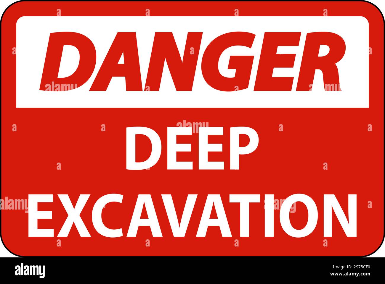 Deep Excavation Danger Sign On White Background Stock Vector Image ...