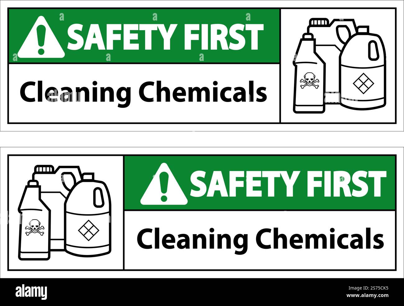 Safety First Sign Cleaning Chemicals Sign On White Background Stock ...