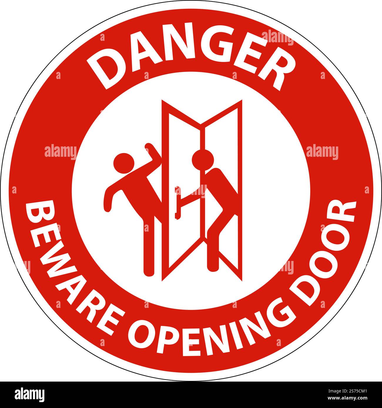 Danger Beware Opening Door Sign On White Background Stock Vector Image ...
