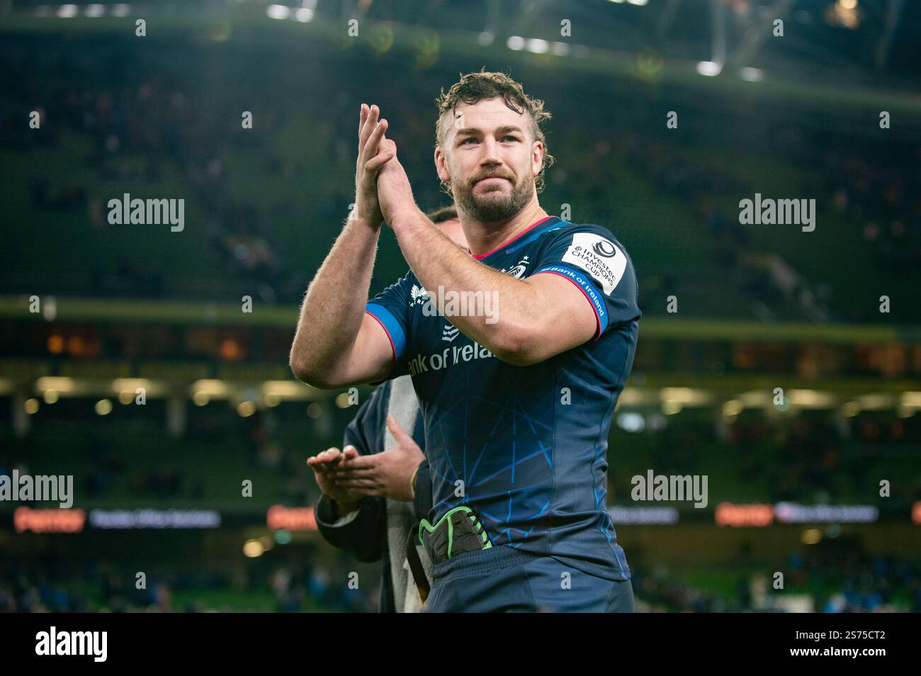 Dublin, Ireland. 18th Jan, 2025. Caelan Doris of Leinster celebrates ...