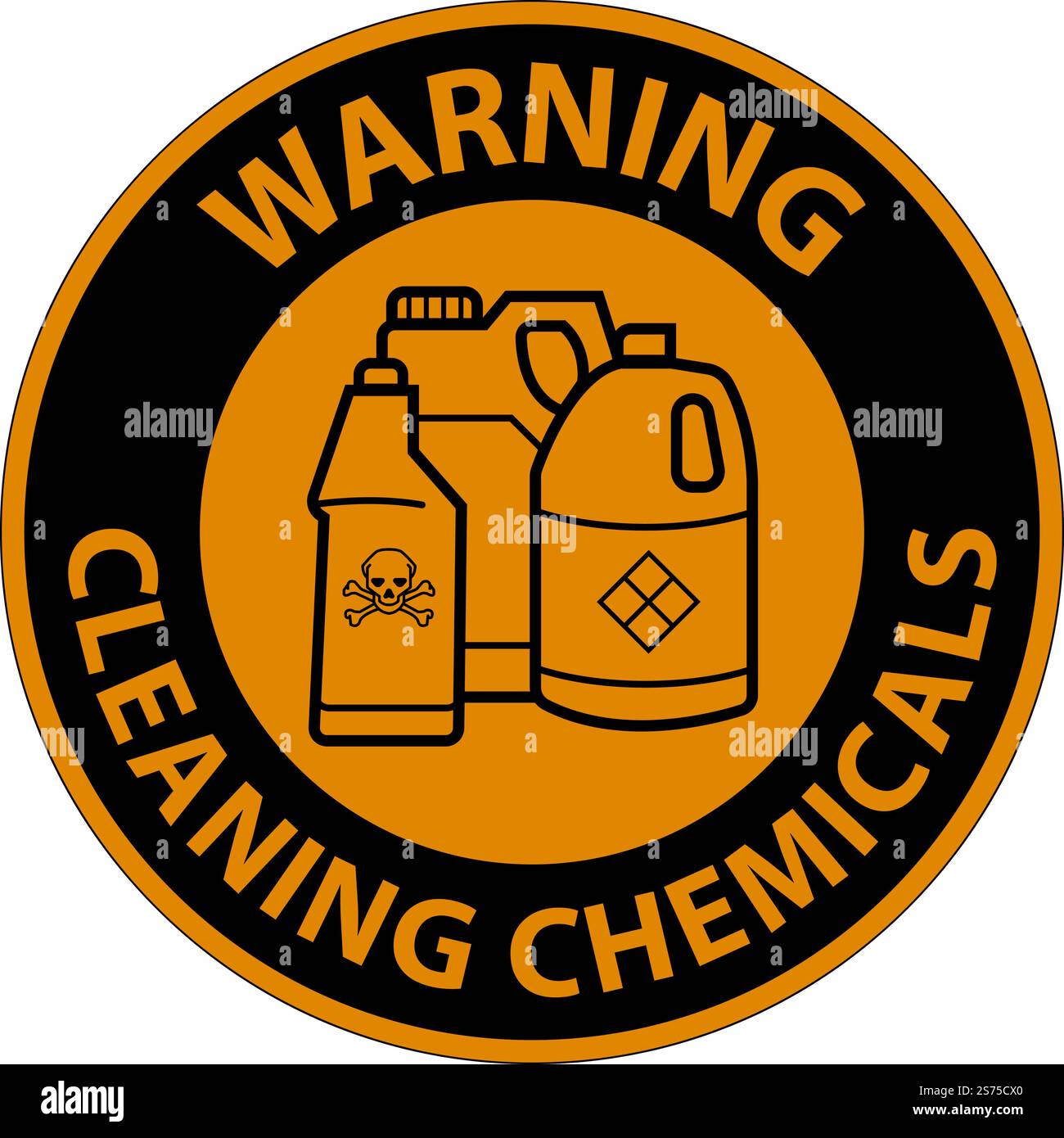 Warning Sign Cleaning Chemicals Sign On White Background Stock Vector ...