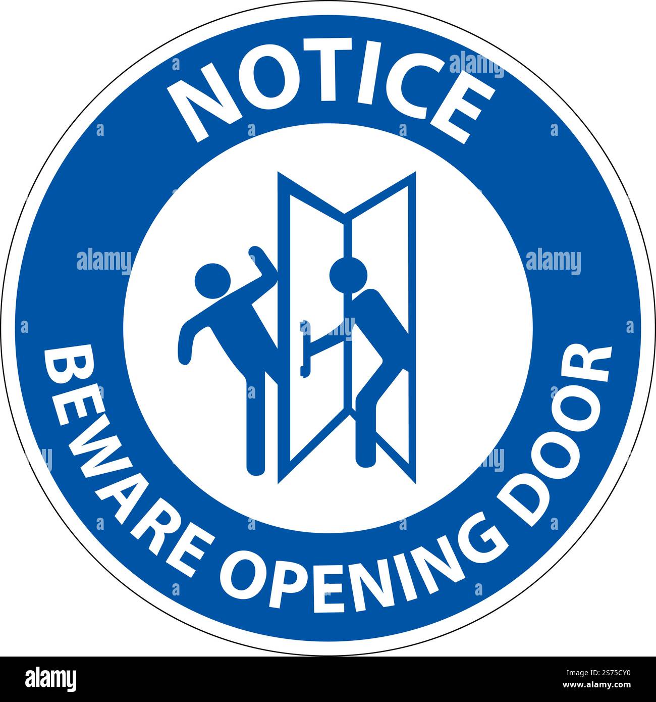 Notice Beware Opening Door Sign On White Background Stock Vector Image ...
