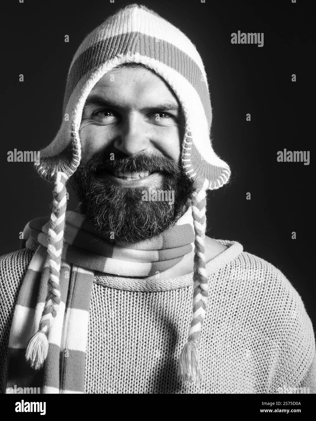 Positive smiling bearded man Black and White Stock Photos & Images - Alamy