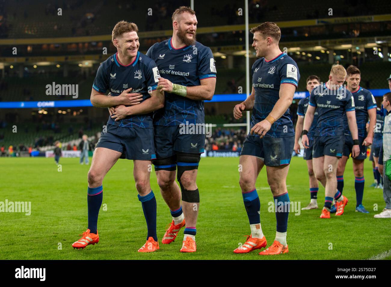 Dublin, Ireland. 18th Jan, 2025. Jordie Barrett of Leinster, RG Snyman ...