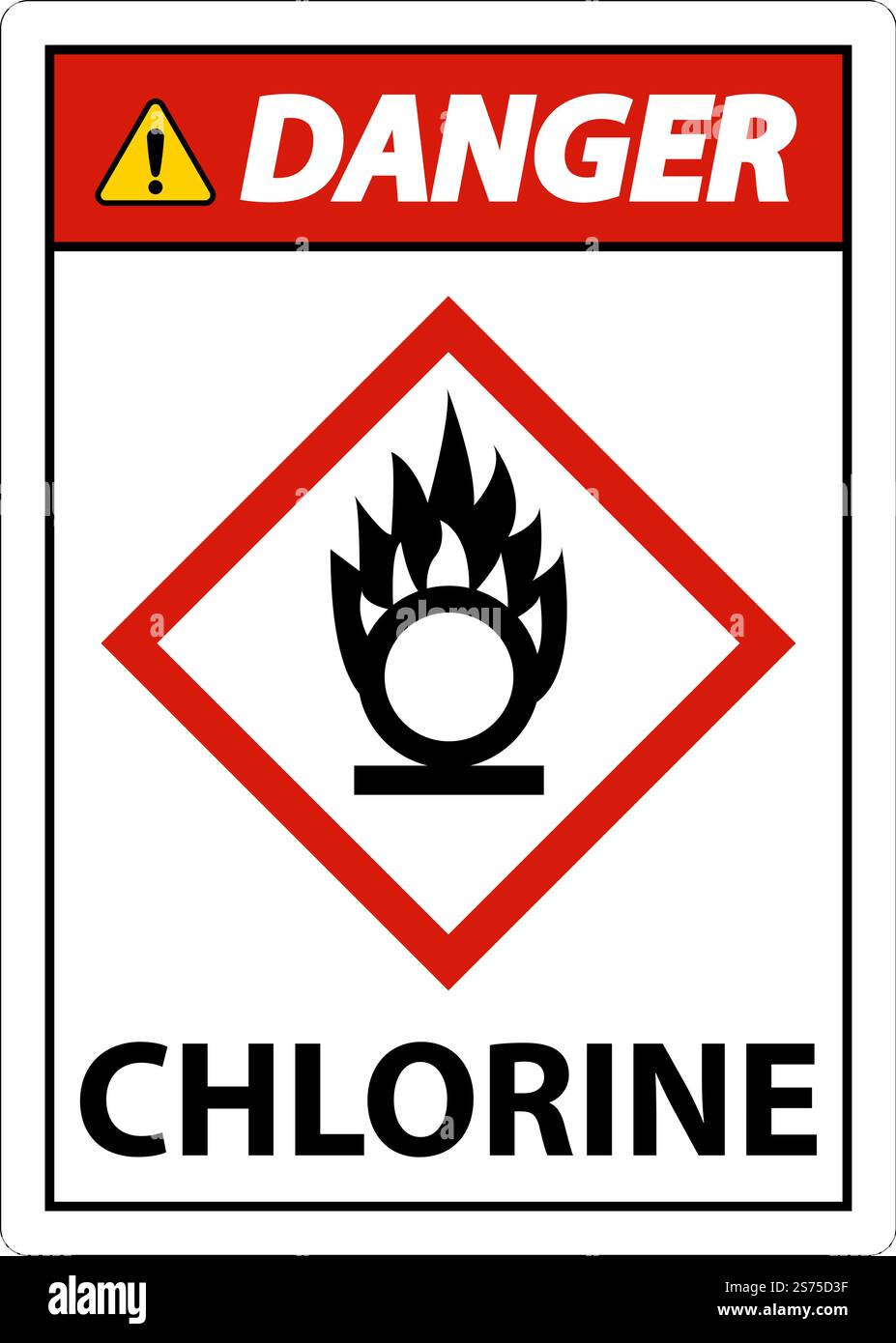 Danger Chlorine Oxidizer GHS Sign On White Background Stock Vector ...