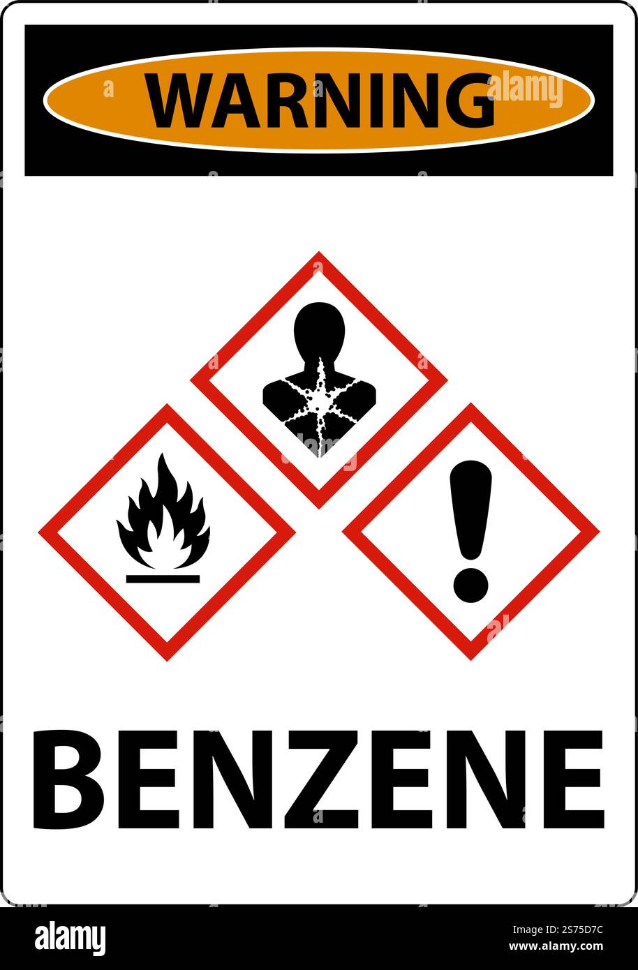 Warning Benzene GHS Sign On White Background Stock Vector Image & Art ...