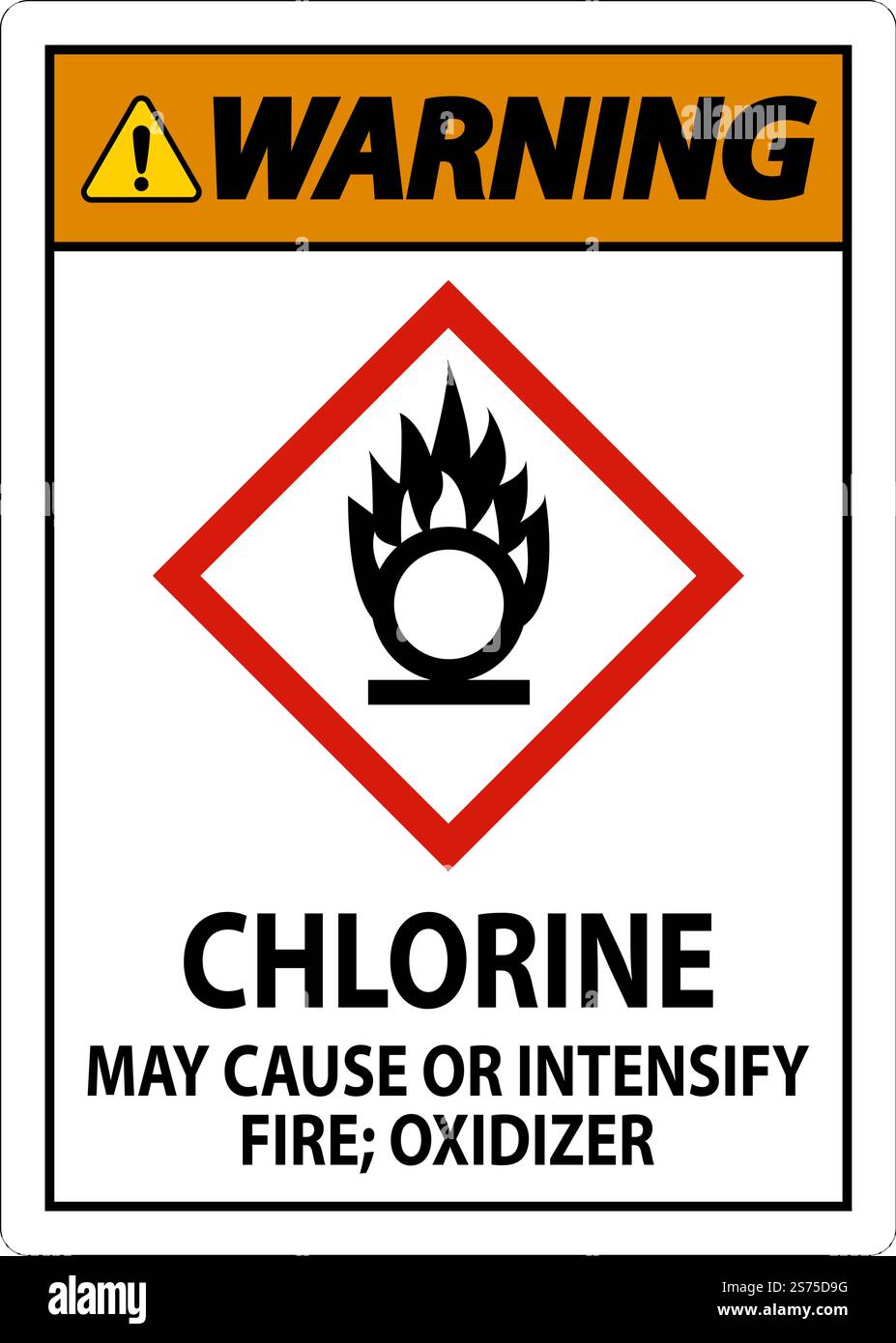 Warning Chlorine May Cause Or Intensify Fire GHS Sign Stock Vector ...