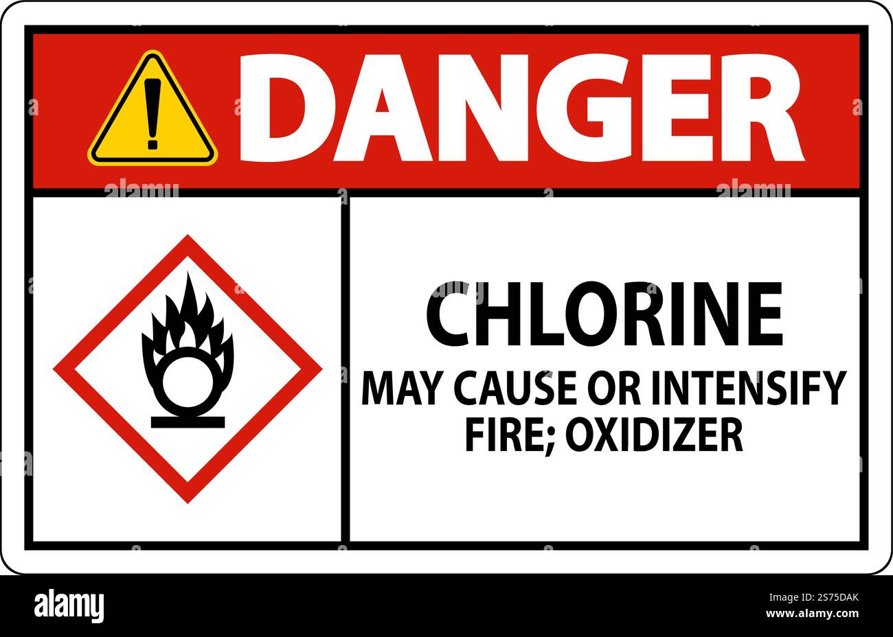 Danger Chlorine May Cause Or Intensify Fire GHS Sign Stock Vector Image ...
