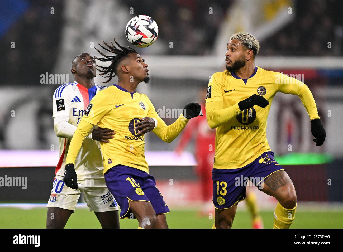 Lyon, France. 18th Jan 2025. 20 Sael KUMBEDI (ol) - 10 Yann GBOHO (tfc ...