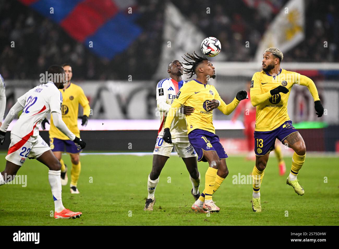 Lyon, France. 18th Jan 2025. 20 Sael KUMBEDI (ol) - 10 Yann GBOHO (tfc ...