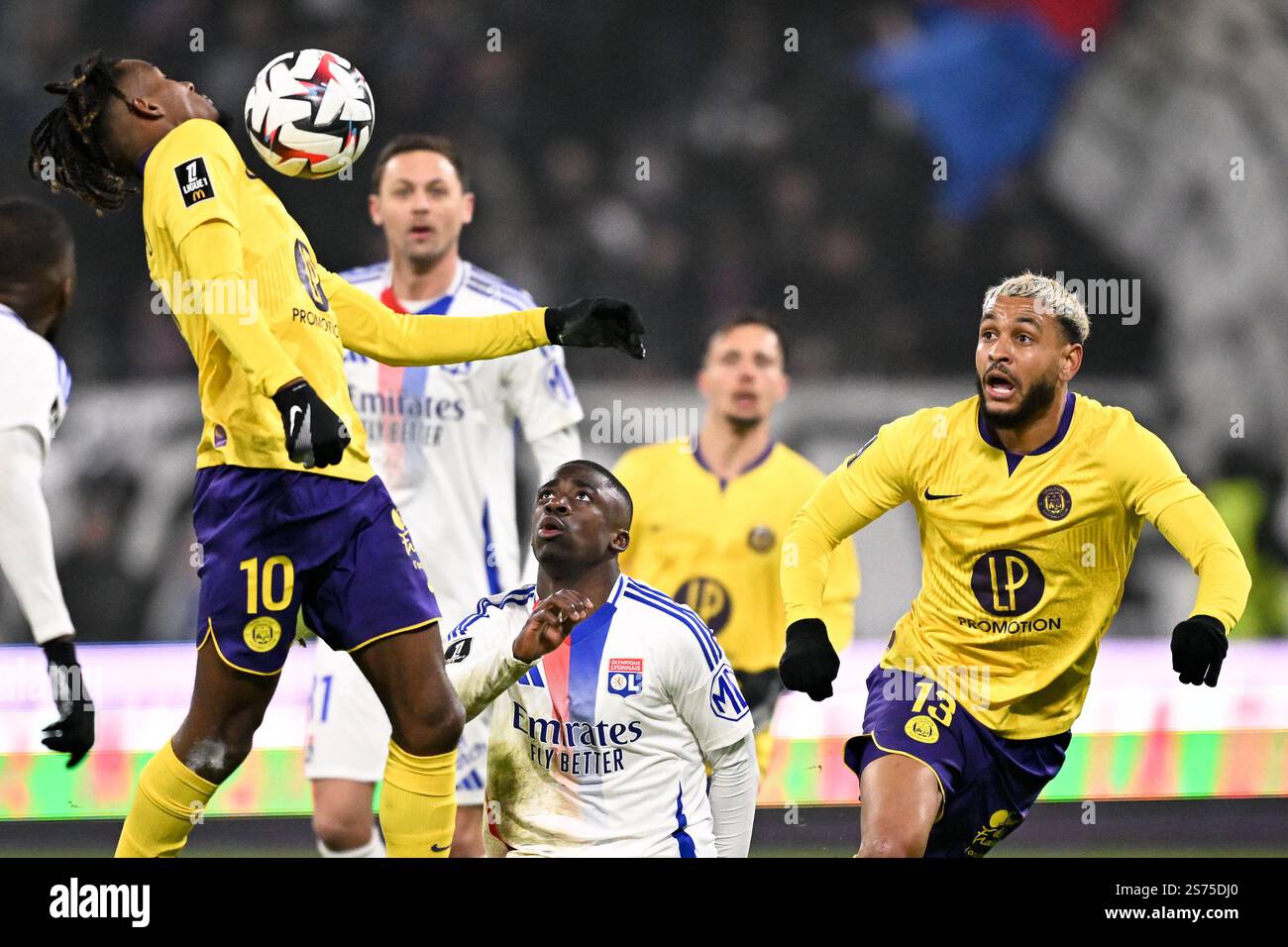 Lyon, France. 18th Jan 2025. 20 Sael KUMBEDI (ol) - 13 Joshua KING (tfc ...