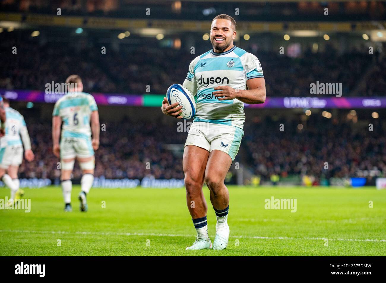 Ollie Lawrence of Bath with the ball during the Investec Champions Cup ...