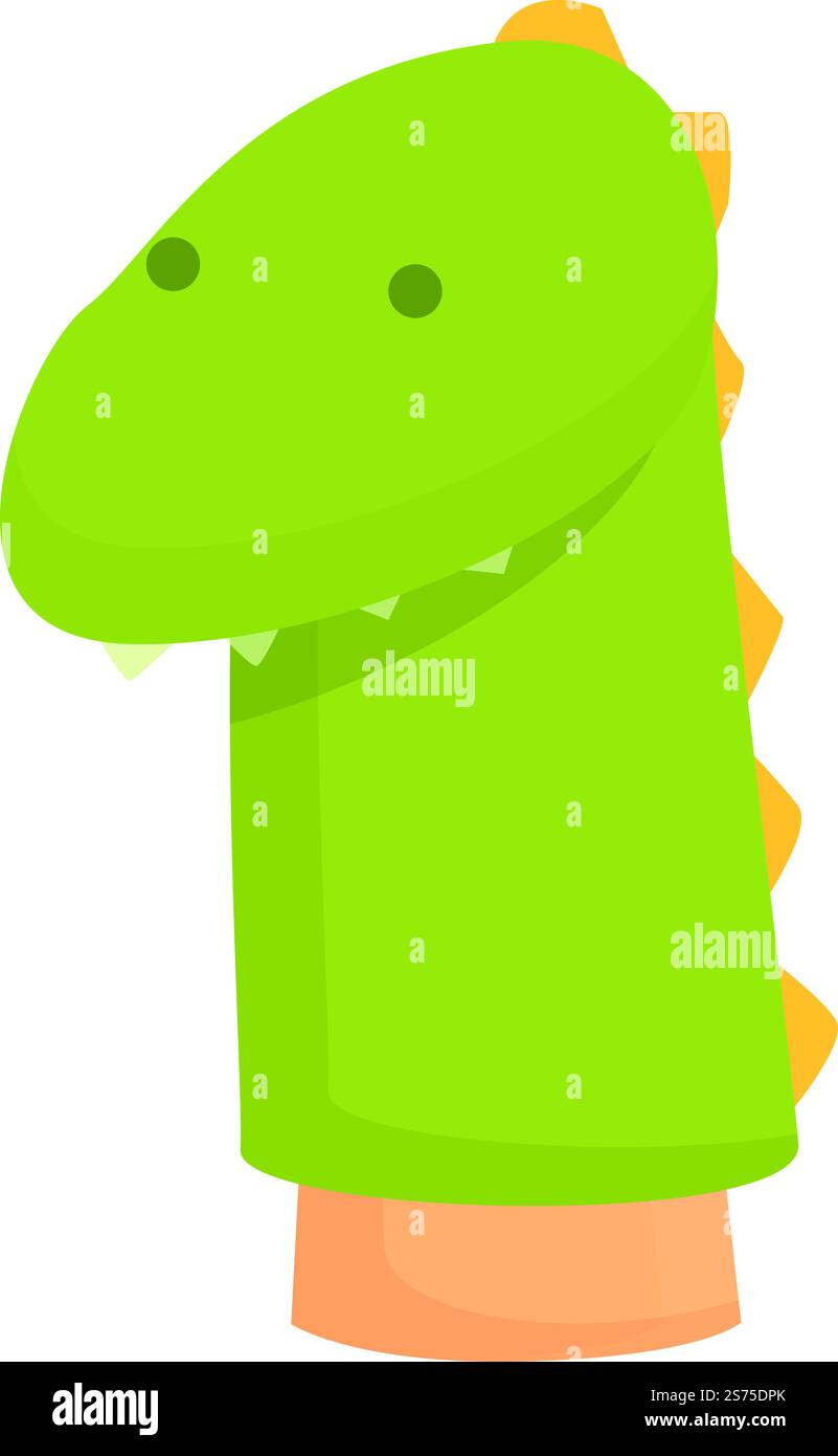 Green dragon puppet icon cartoon vector. Show theatre. Child play ...